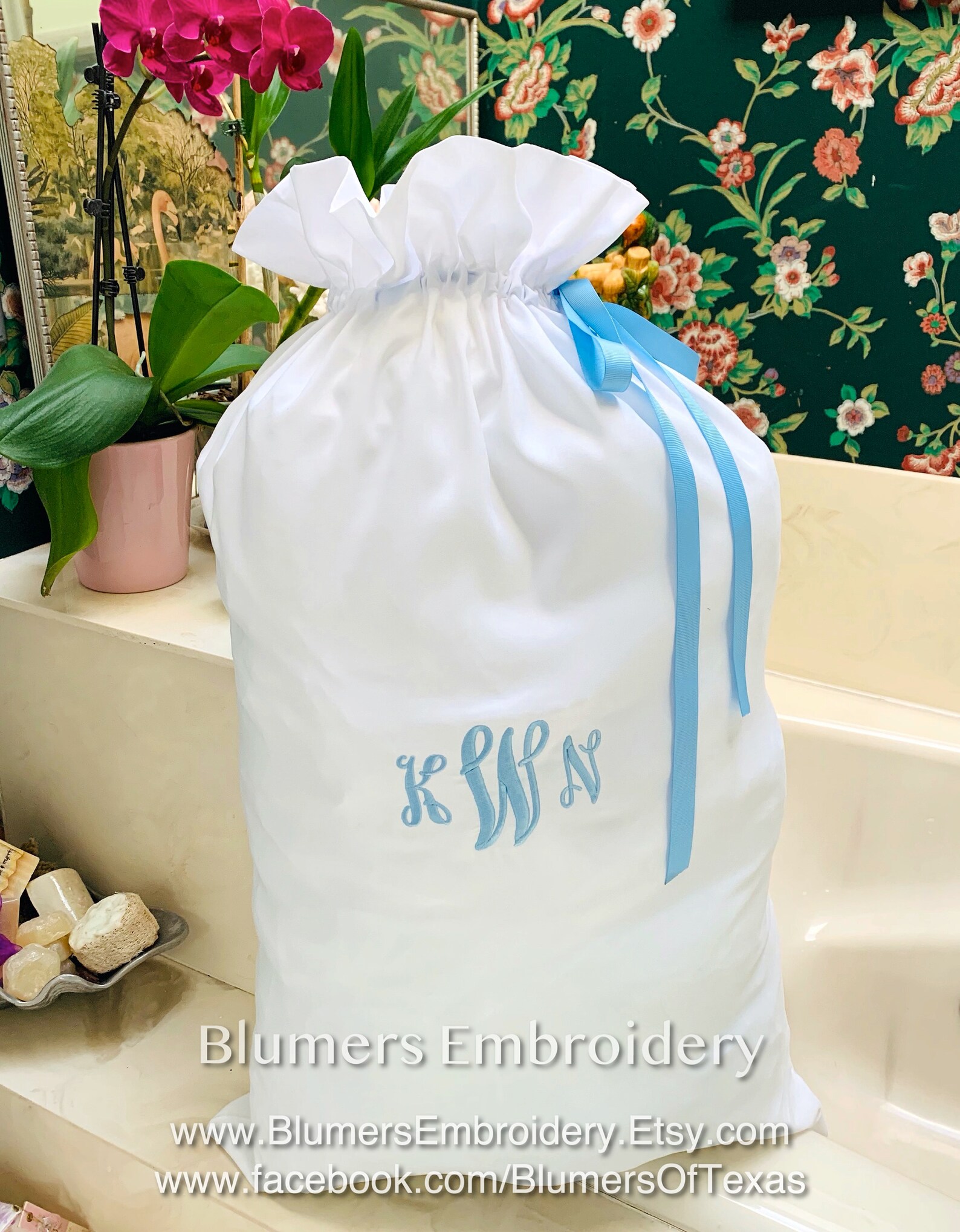 Monogrammed Laundry Bag Personalized Monogram or Name on | Etsy