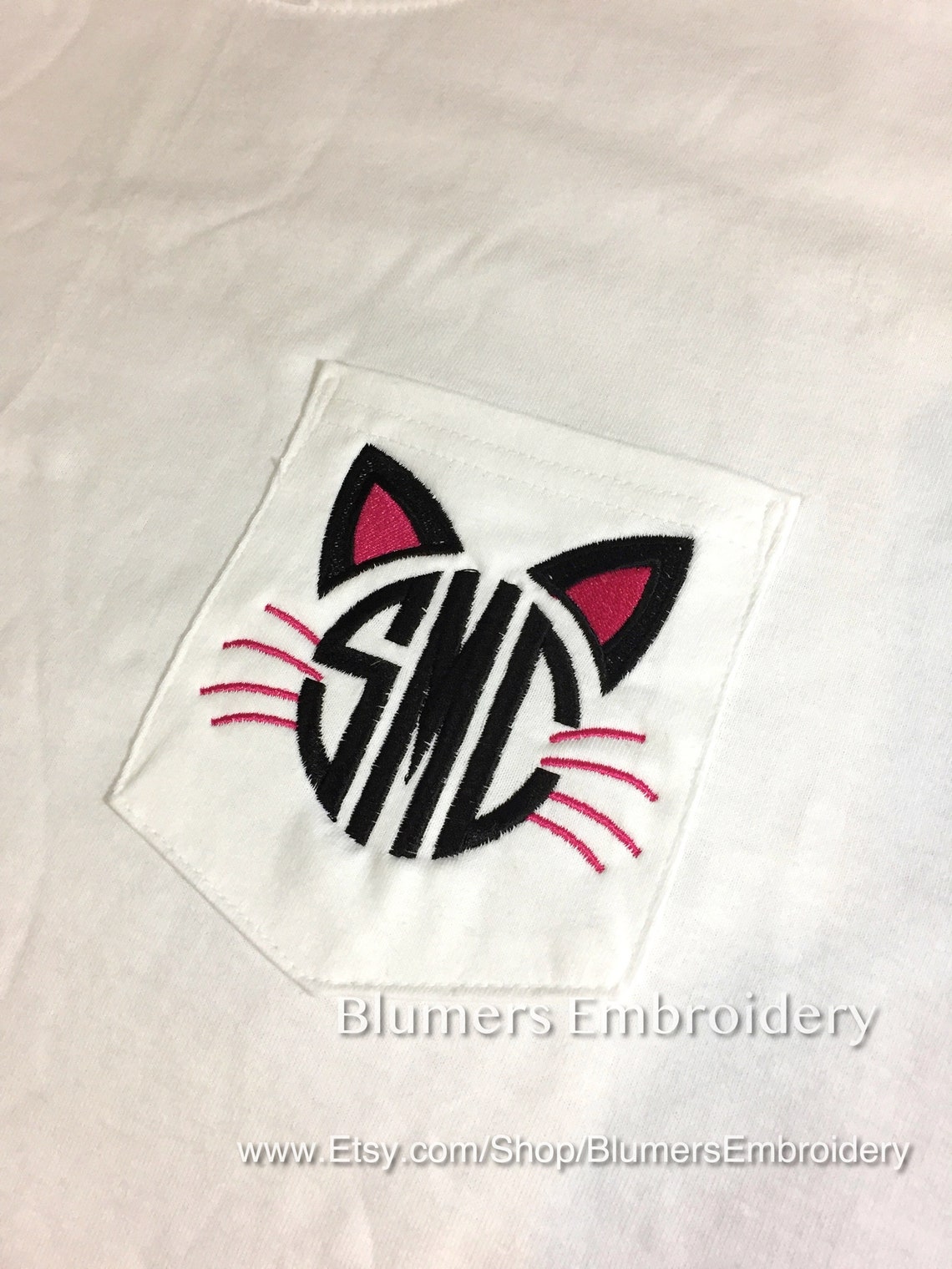 Cat Monogrammed Long Sleeve Pocket T Ladies Cat Ears Frame | Etsy