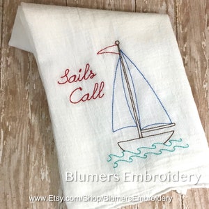 Monogrammed Sailboat Kitchen Dish Cloth Towel Nautical Boat ...