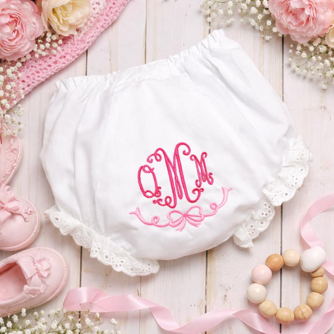 Monogrammed Baby Bloomers Personalized Embroidered Diaper Cover Bib ...