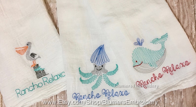 Monogrammed Sea Life Kitchen Dish Cloth Towel / Whale Fish - Etsy