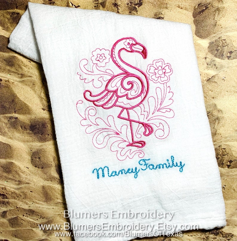 Personalized Flamingo Sea Life Kitchen Dish Cloth Towel Shell - Etsy