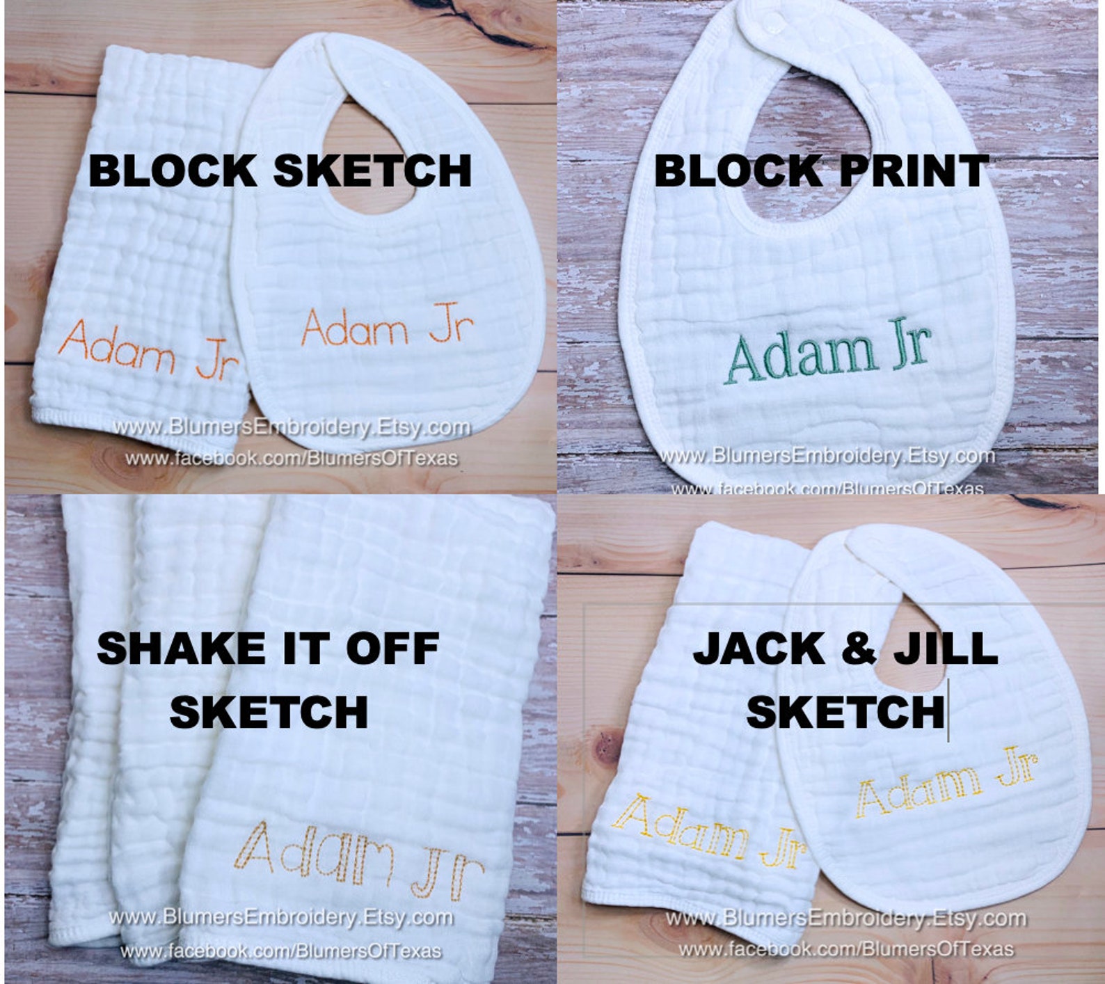 Monogrammed Muslin Burp Cloth Set of 3 Personalized Burp | Etsy