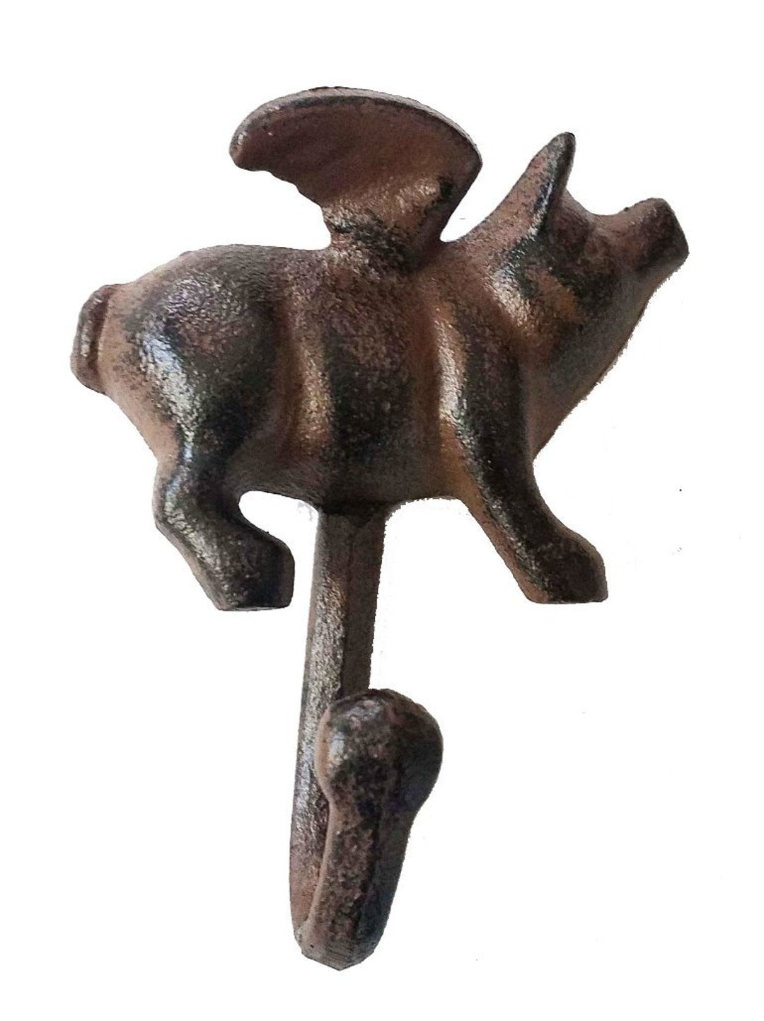 Pair of Flying Pig Hooks -brushed Brown Cast Iron - Etsy