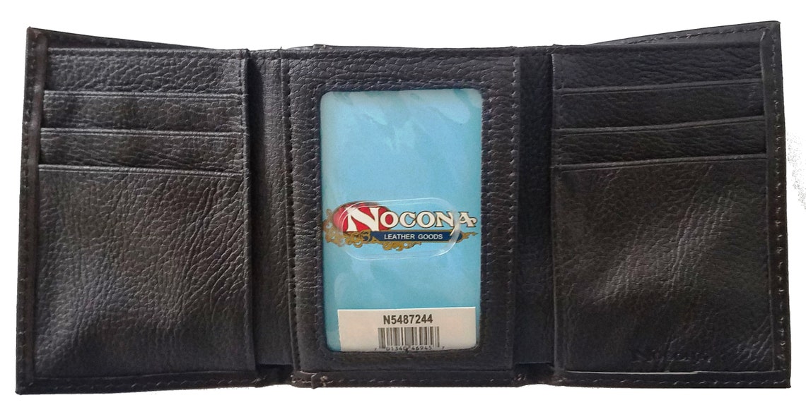 Customized Nocona Chocolate Leather Cross Tri-fold Wallet | Etsy