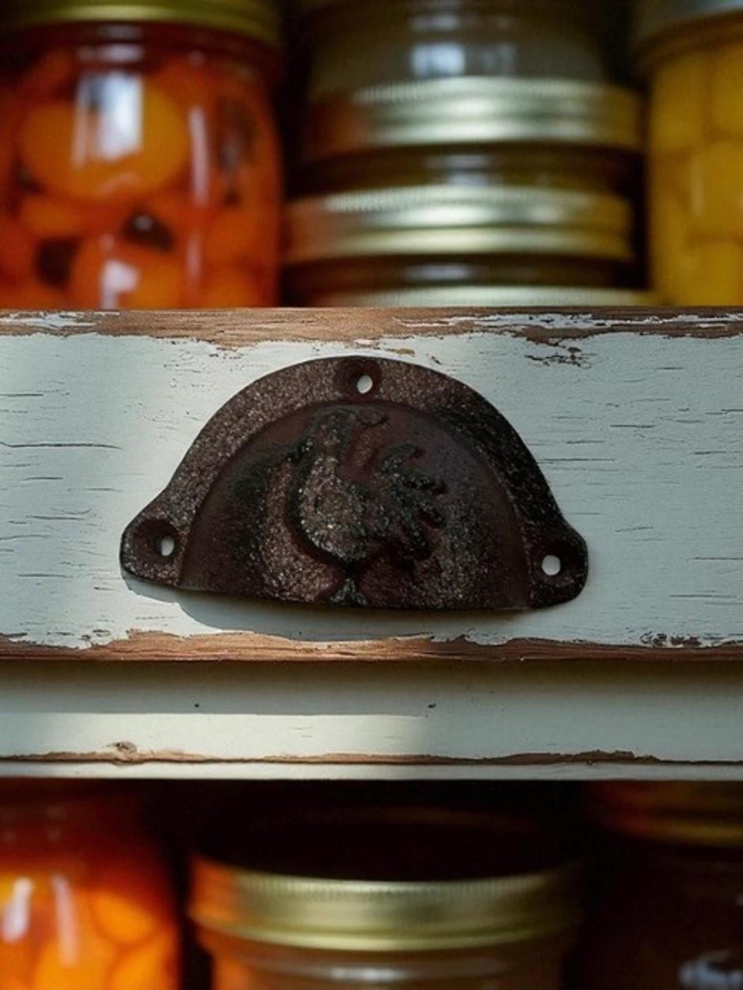 Farm House Rooster Bin Pull - Cast Iron Bin Cup Drawer Pulls (set of 6 ...