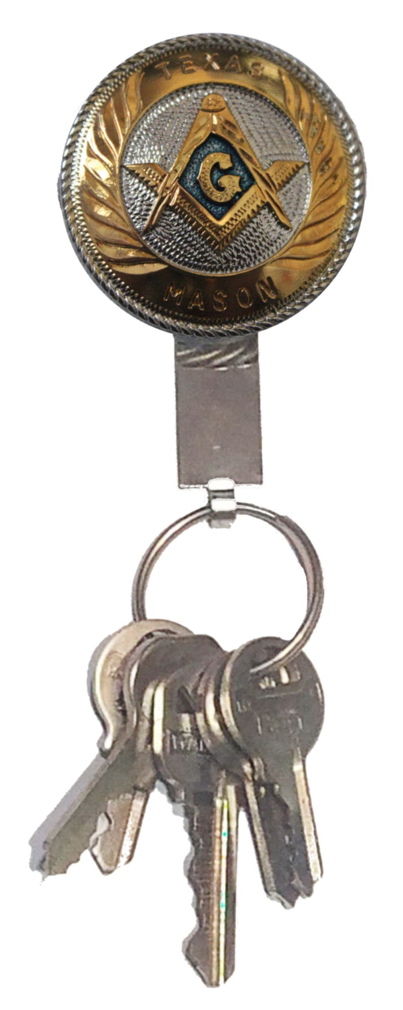 Large Texas Mason Out of the Pocket Key Holder 1 3/4 Inch Diameter Clip ...