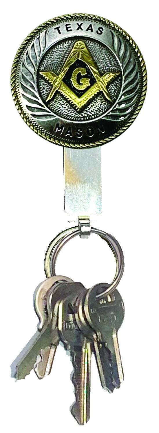 Large Texas Mason Out of the Pocket Key Holder 1 3/4 Inch Diameter Clip ...
