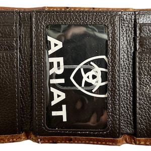 Custom ARIAT Tooled Ostrich Print Trifold Leather Wallet - Etsy