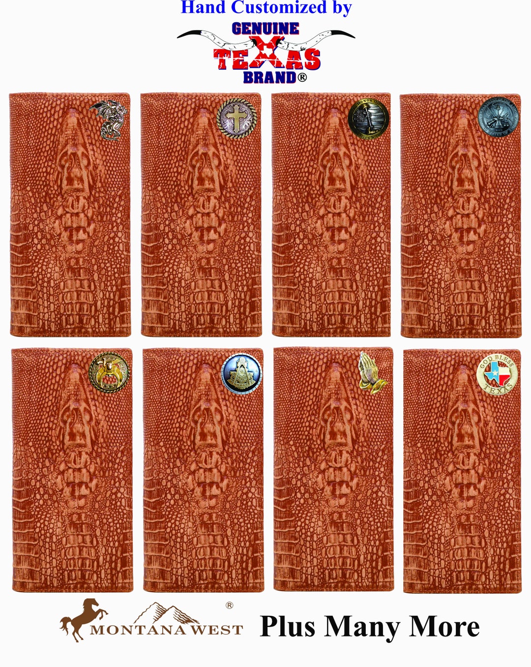 Custom Montana West Leather RFID Blocking Long Gator Wallet Brown - Etsy
