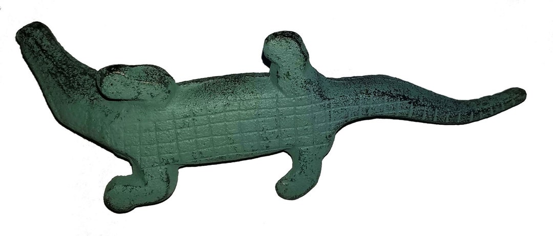Small Heavy Cast Iron Alligator (green & Copper Patina) - Etsy