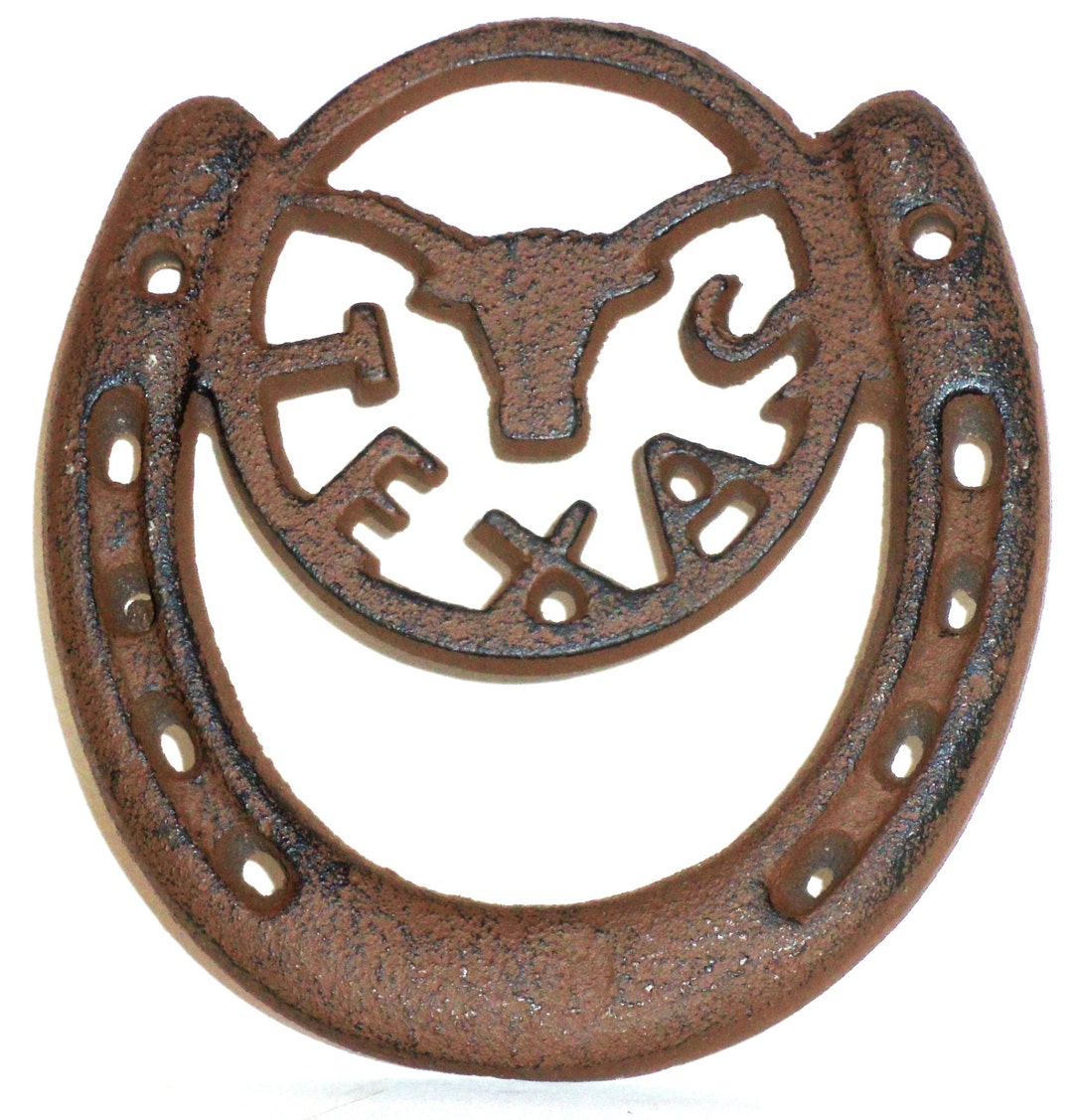 Rustic Cast Iron U T Texas Horseshoe Lucky Horse Shoe. Texas Longhorn U ...
