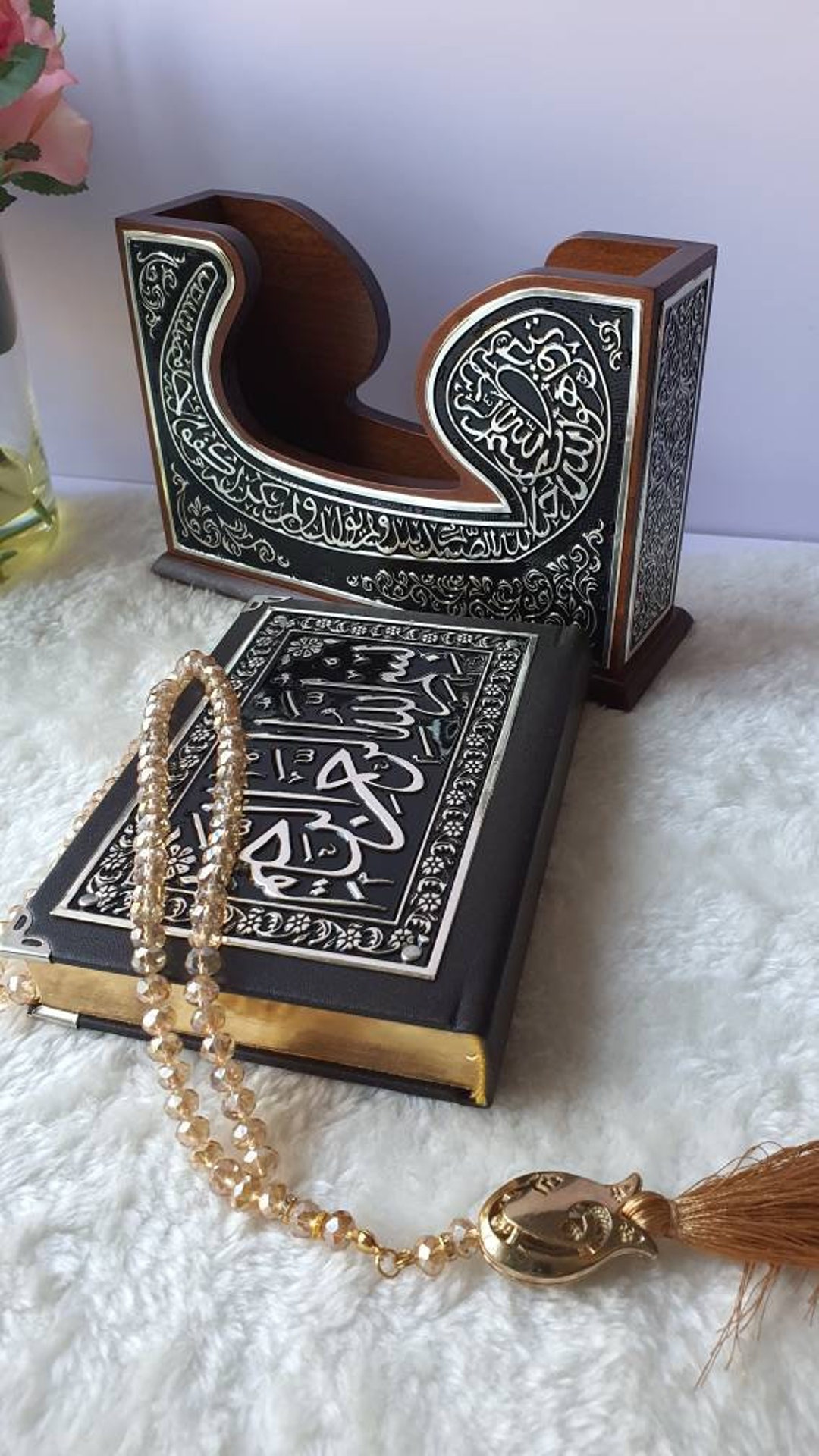 Silver & Gold Plated Quran With Wooden Box | Islamic Gift - Etsy UK