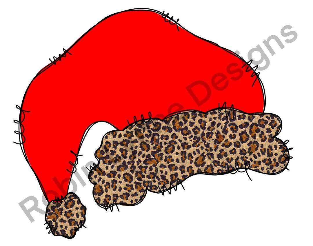Santa Hat With Leopard Print, Christmas, Png Sublimation Digital ...