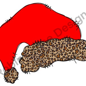 Santa Hat With Leopard Print, Christmas, Png Sublimation Digital ...