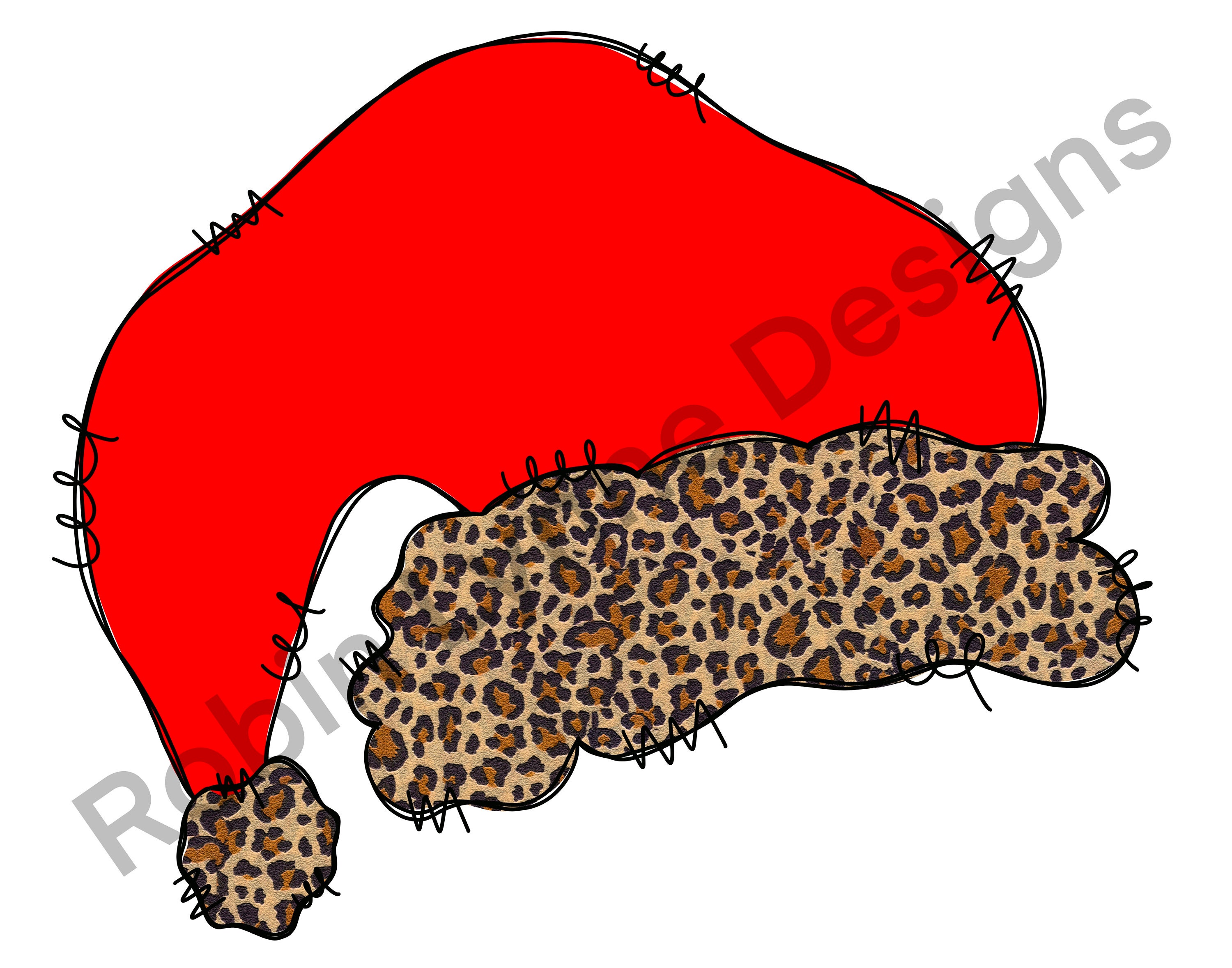 Santa Hat With Leopard Print, Christmas, Png Sublimation Digital ...