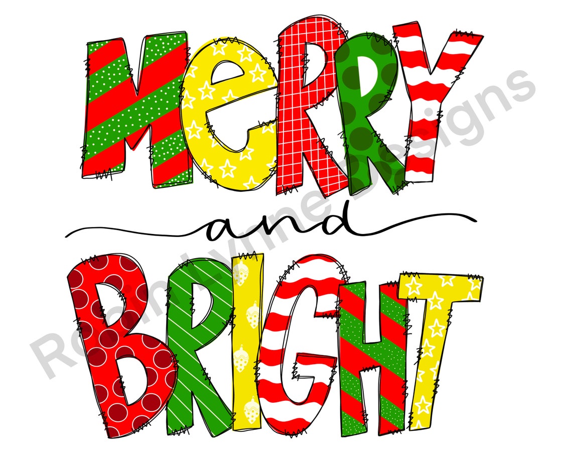 Merry and Bright Christmas Png Sublimation Digital Download - Etsy