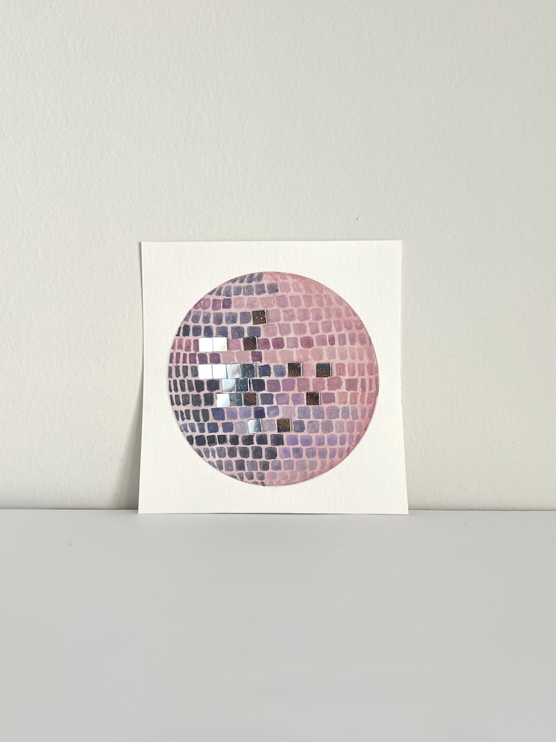 Watercolor Disco Ball Print - Etsy