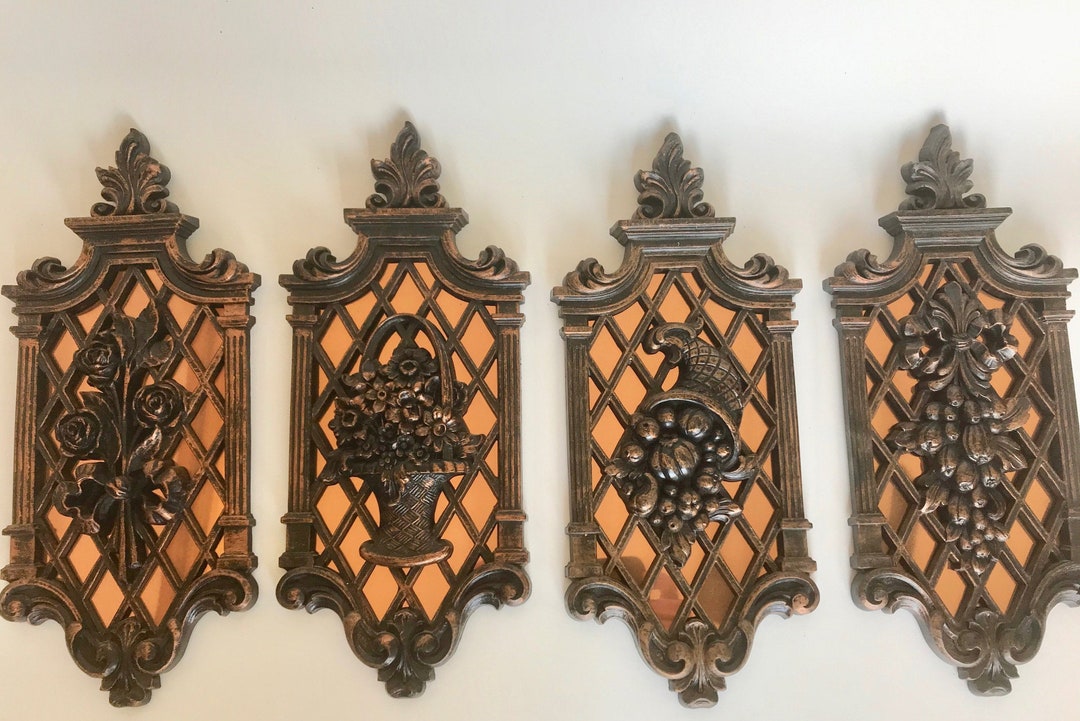 Coppercraft Guild Copper Wall Plaques, Set of 4: Floral & Cornucopia ...