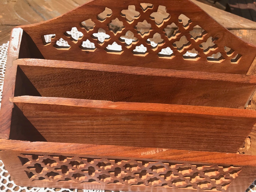 Sheesham Wood Hand Carved Letter Stand Holder Desk Decor Unique India ...