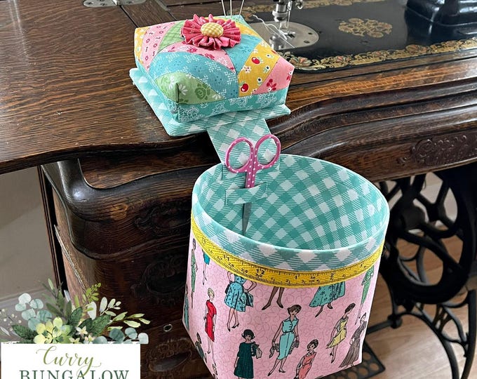 Thread Catcher With Detachable Patchwork Pincushion, Crushed Walnut ...