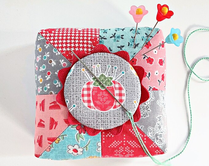 Patchwork Pincushion With Needle Minder, Sewing Accessory ,with Crushed ...