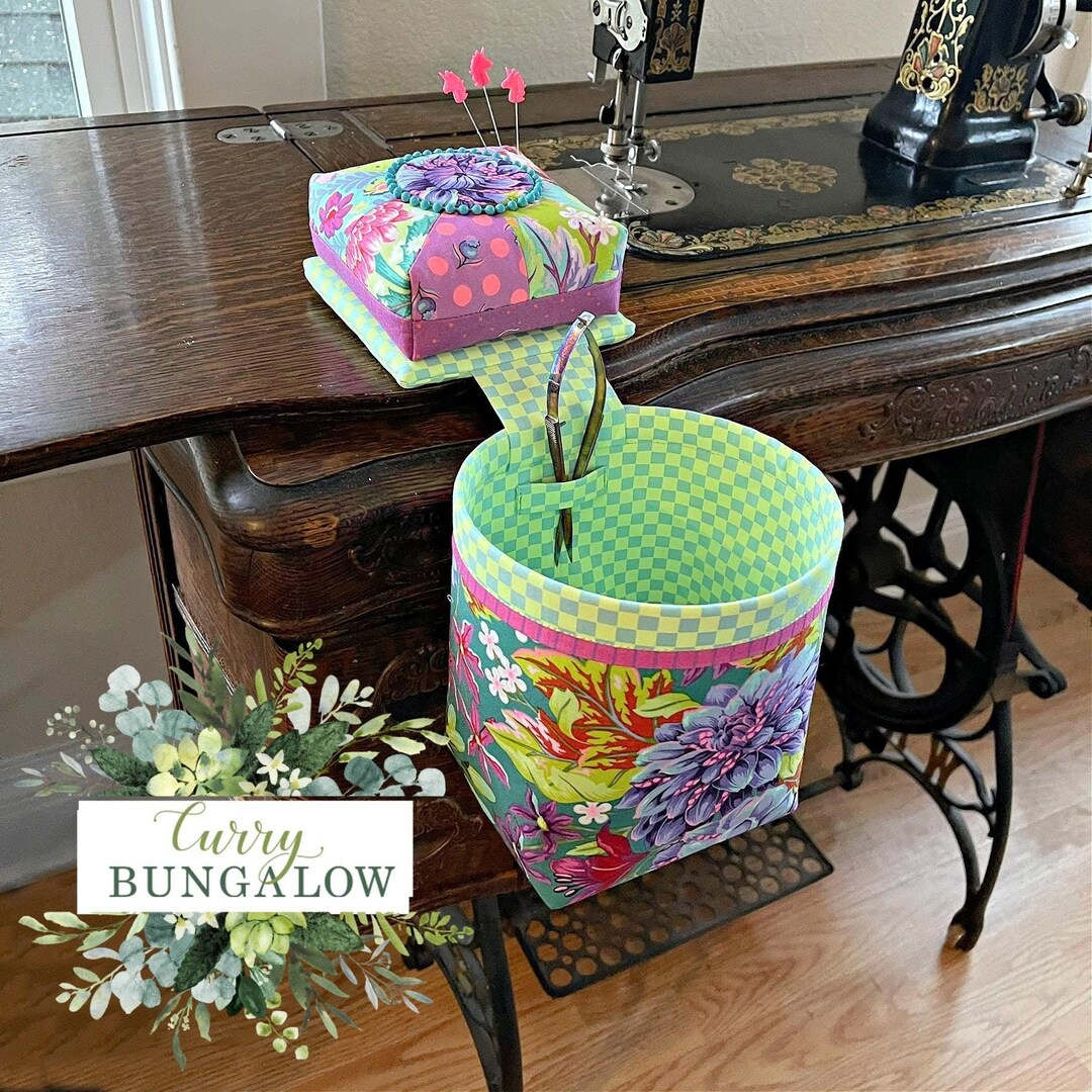 Thread Catcher With Detachable Patchwork Pincushion With Needle Minder, Tula Pink Fabrics ...