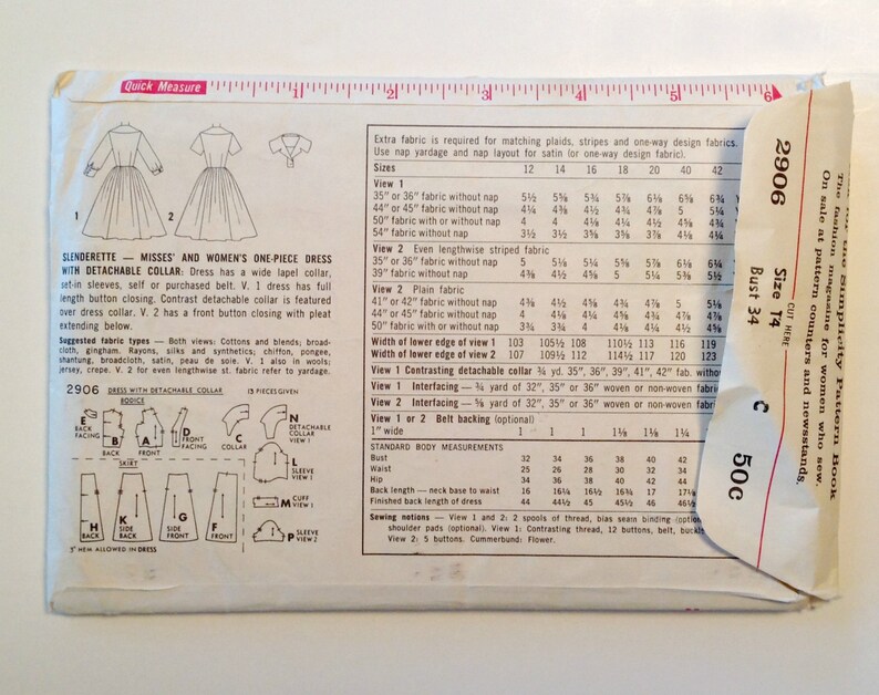 Vintage Simplicity Slenderette Pattern 2906 UNUT Misses' | Etsy