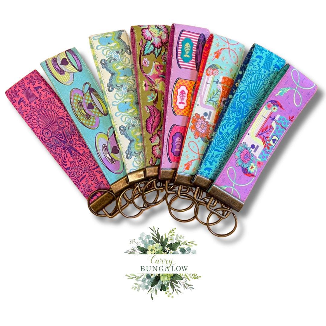 Wristlet Key Fobs, Tula Pink Ribbon, 1.5 In. Wide, Key Chain, Key Ring ...