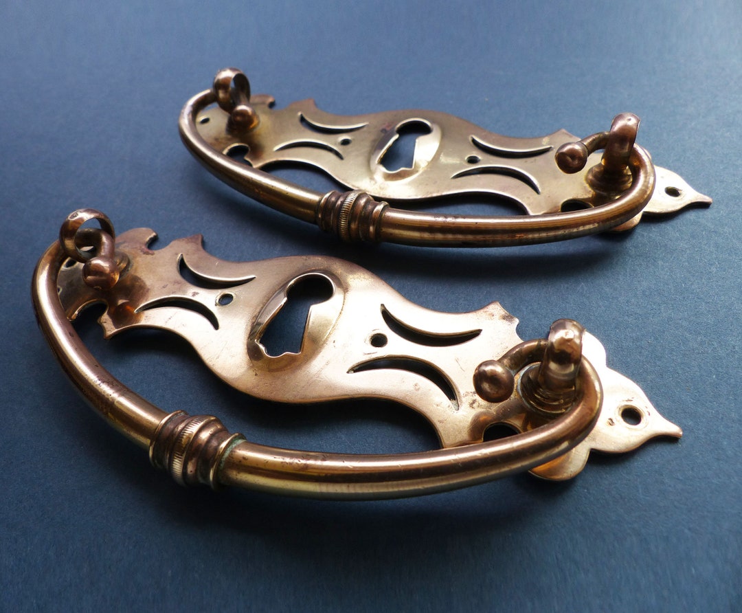 Vintage Drawer Pulls Furniture Hardware With Keyhole Solid Bronze and ...