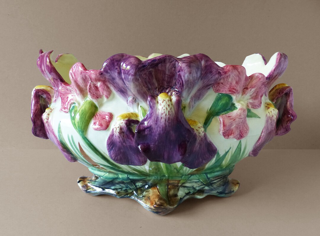 Delphin Massier 1836-1907 Majolica Vallauris Large Planter Jardinière ...