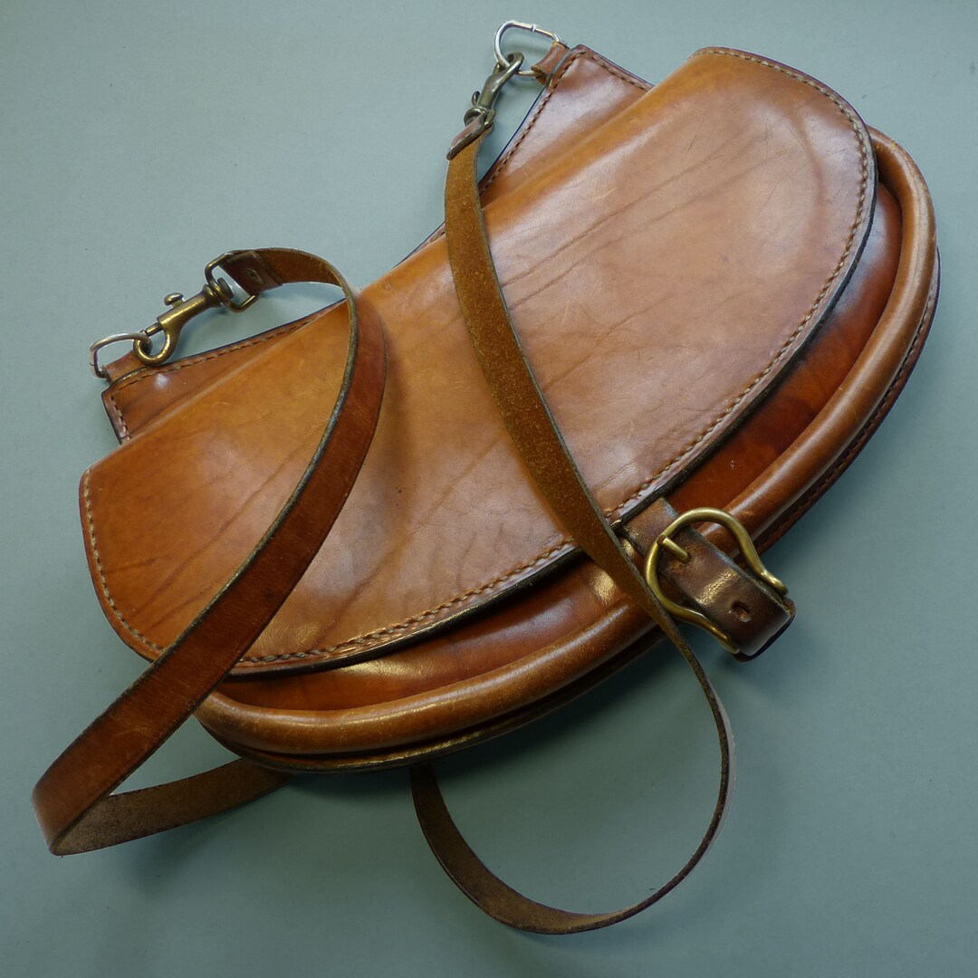 French Leather Saddle Satchel Shoulder Purse Bag - Typical From Early ...