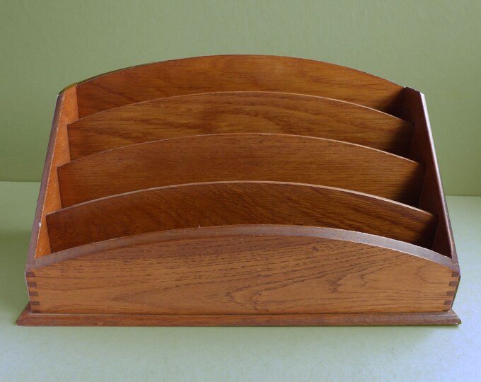 Large Vintage French Solid Oak Wooden Letter/mail Holder Desk Organizer ...