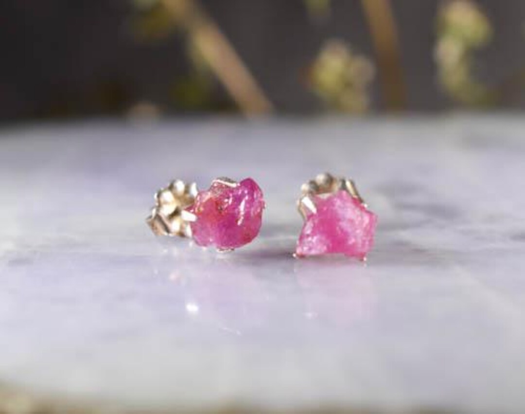 Red Spinel Stud Earrings,red Spinel Crystal Post Earrings,spinel Stud ...