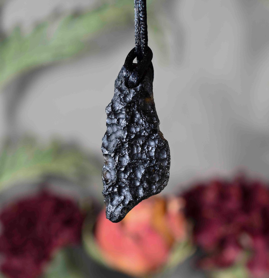 Tektite Pendant , Tektite Black Meteorite Necklace Tektite Bead ...