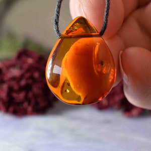 Amber Pendant Baltic Amber Hand Polished Natural Stone Bead Fossil ...