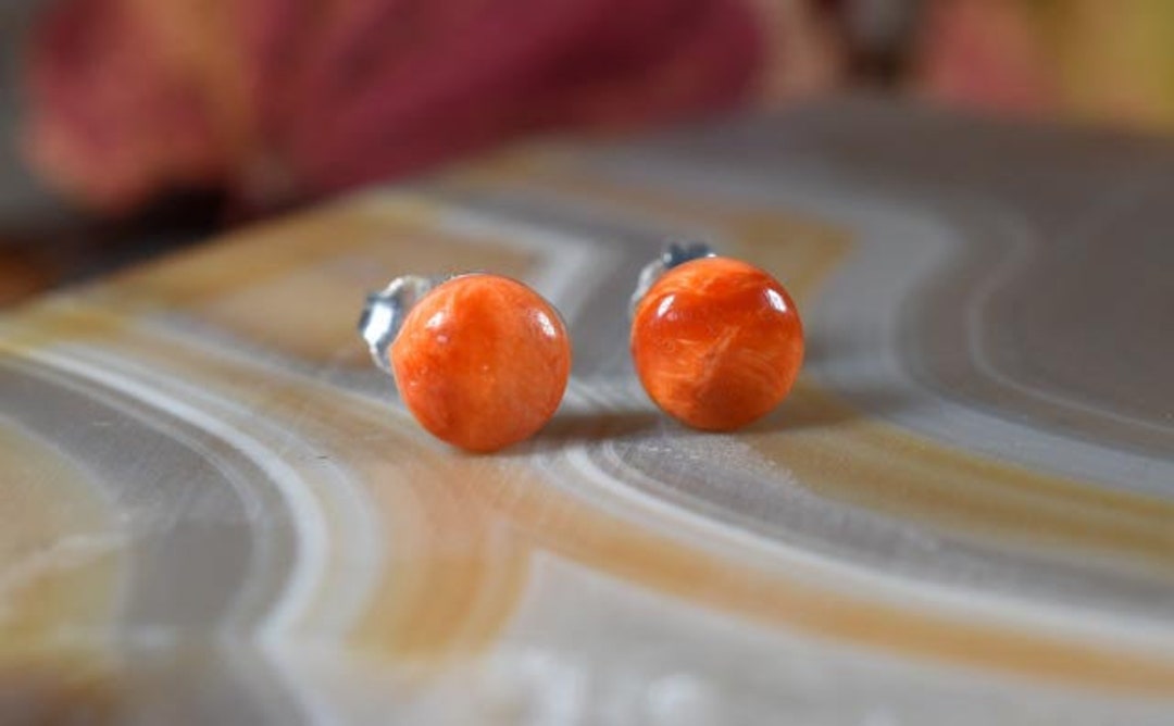 Spiny Oyster Earrings, Spiny Oyster Round Cabochon Earrings ,spiny ...