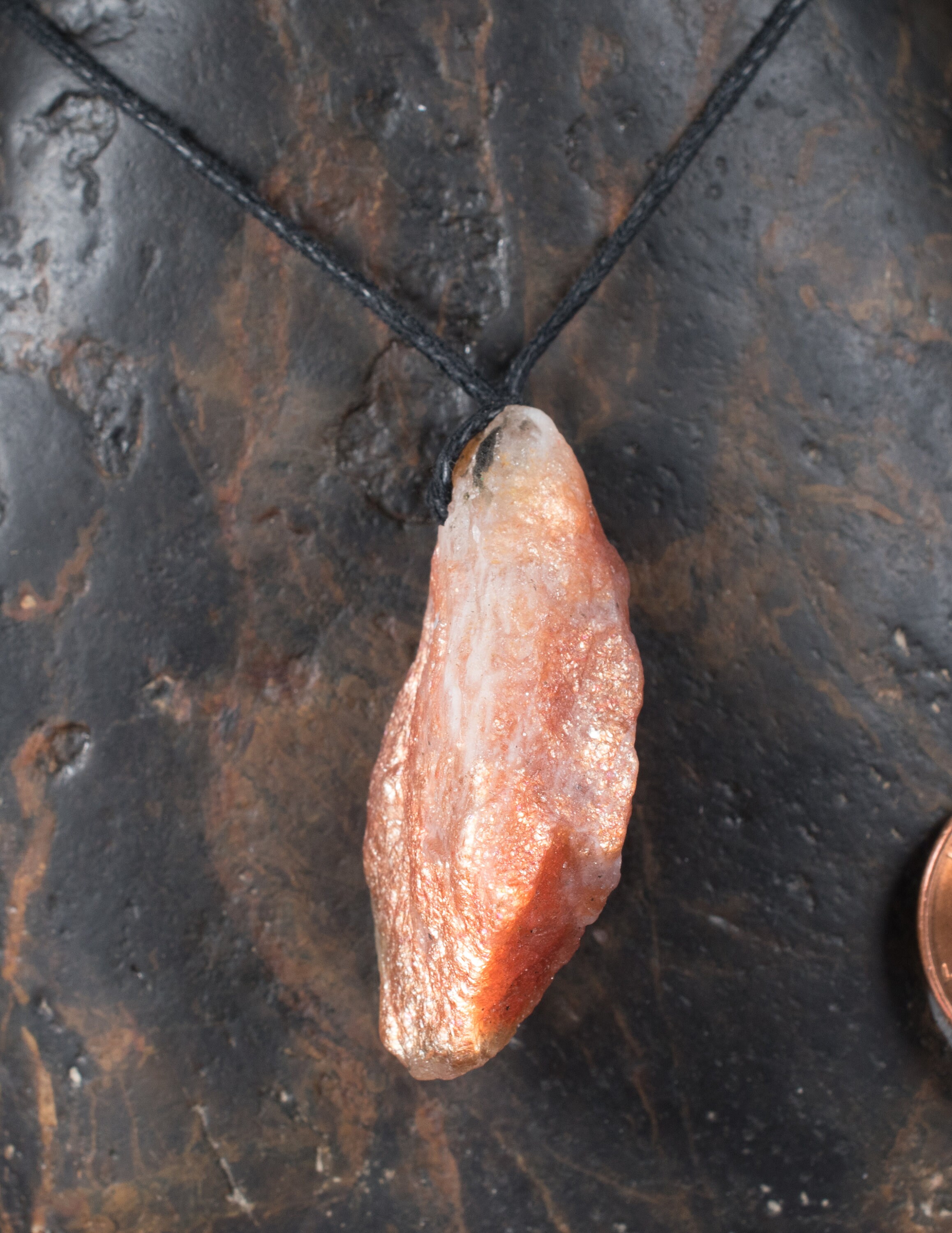 Orange Indian Sunstone Gemstone Pendant Necklace, Top Quality Natural ...