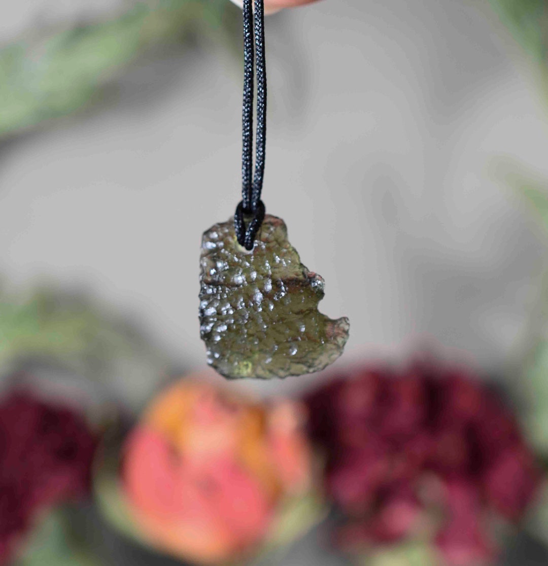 Moldavite Pendant , Small Tektite Green Meteorite Necklace - Etsy