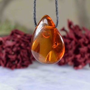 Amber Pendant Baltic Amber Hand Polished Natural Stone Bead Fossil ...