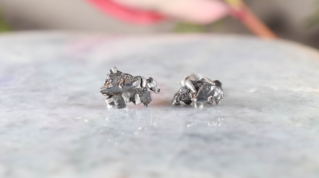 Meteorite Meteor Post Prong Earrings in Sterling Silver, Campo Del ...