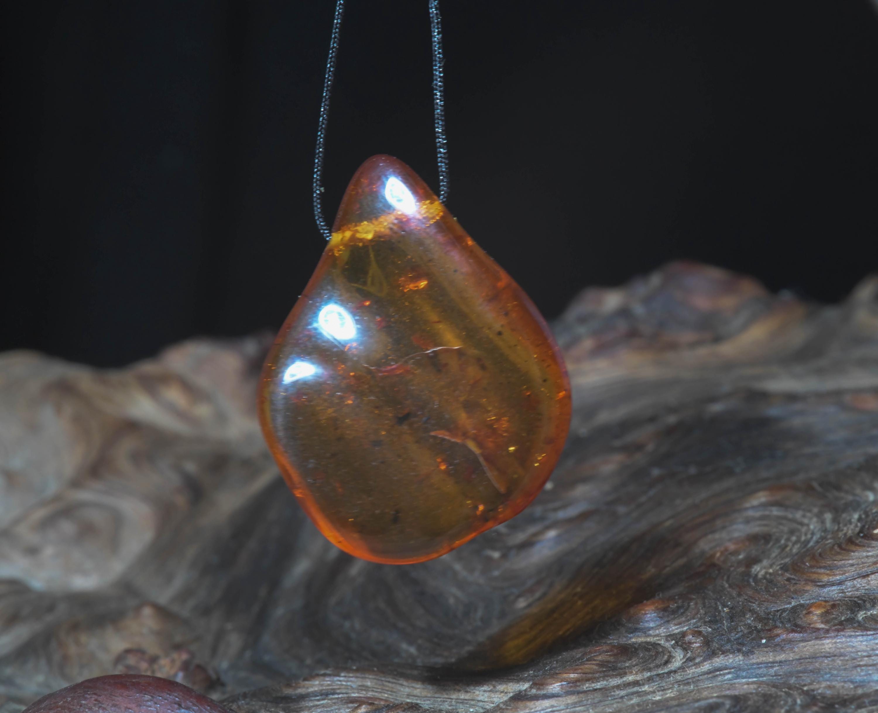 Amber Pendant Baltic Amber Hand Polished Natural Stone Bead Fossil ...
