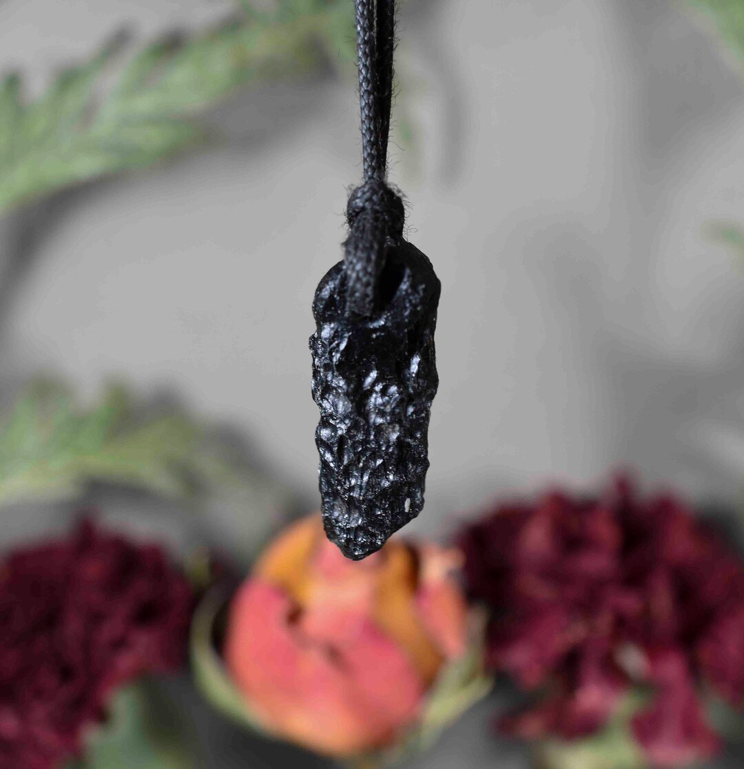 Tektite Pendant , Tektite Black Meteorite Necklace Tektite Bead ...