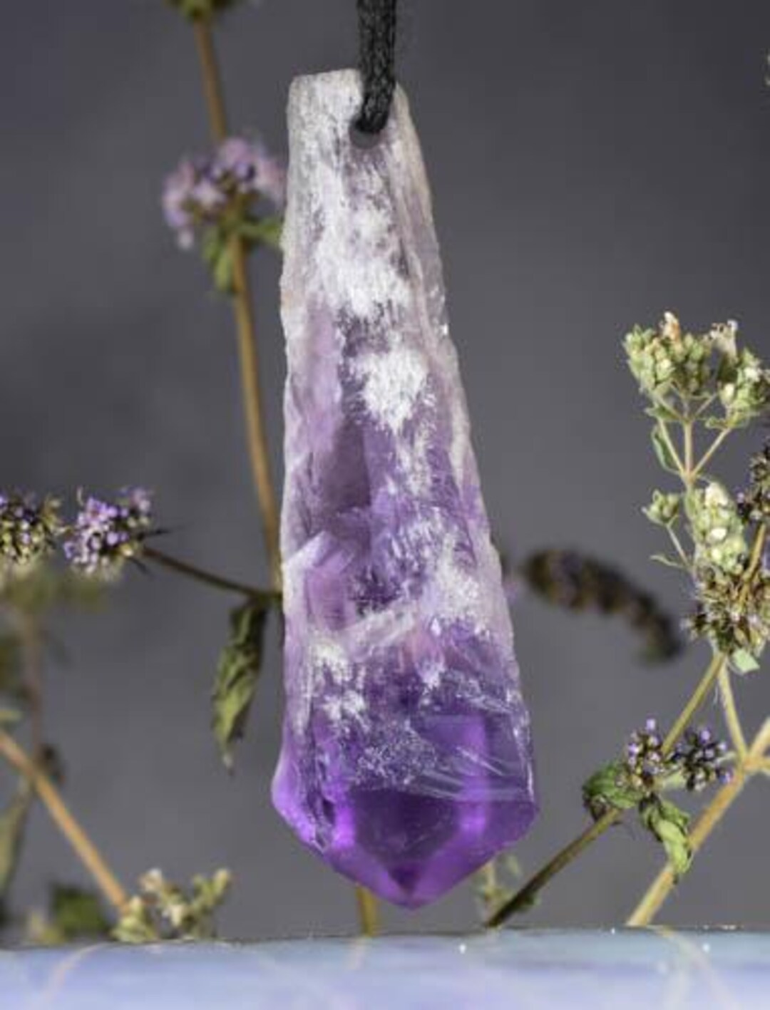 DRAGON TOOTH AMETHYST Crystal Necklace. Bahia Amethyst Elestial Pendant ...