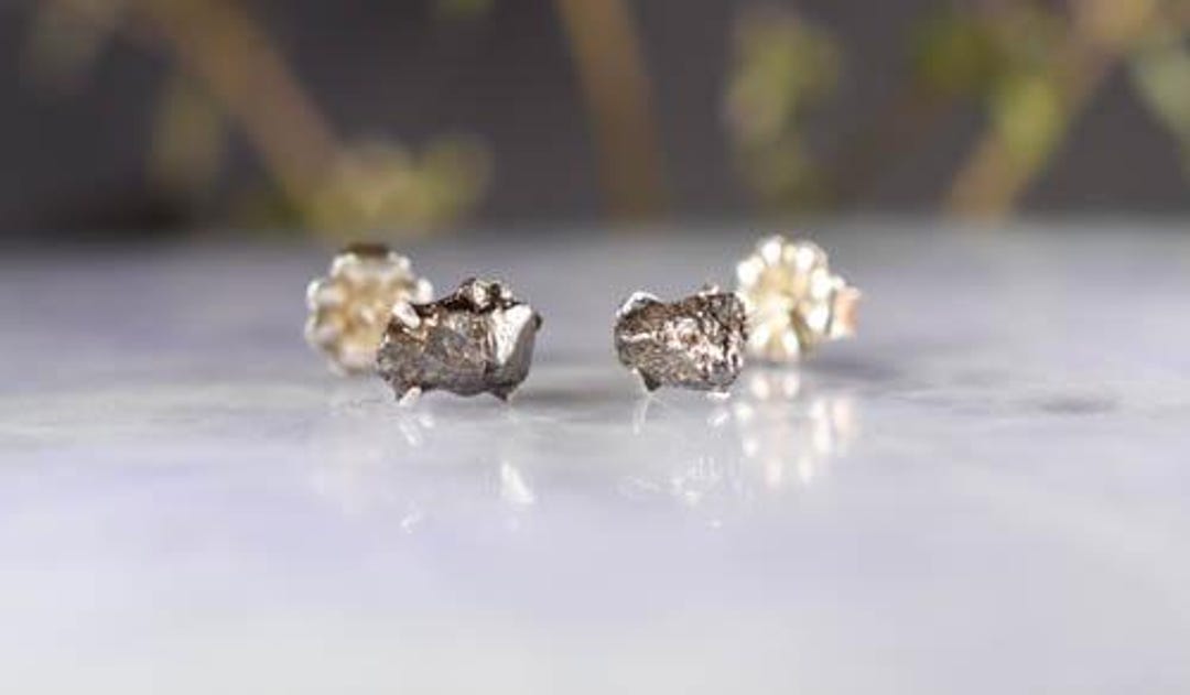 Meteorite Meteor Post Prong Earrings in Sterling Silver, Campo Del ...