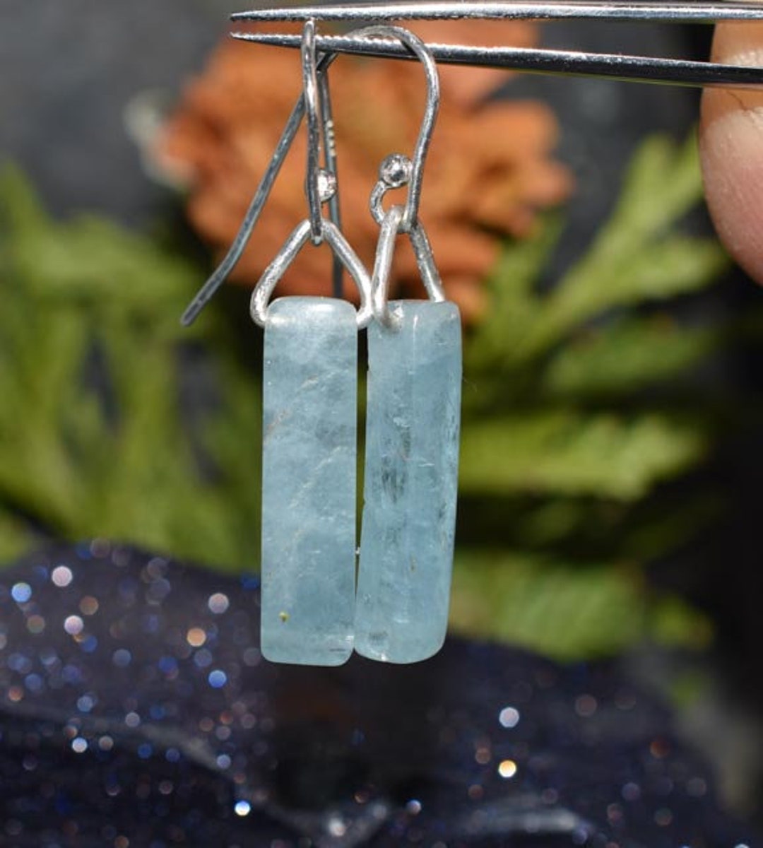 Aquamarine Dangle Earrings With Sterling Silver Ear Wire Aquamarine ...