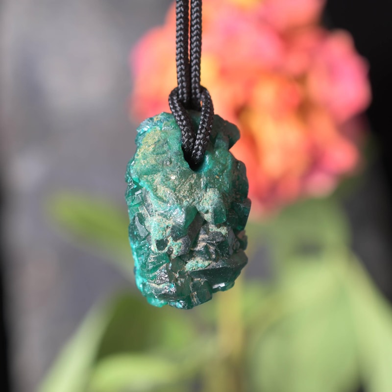 Dioptase Raw Pendant - Etsy