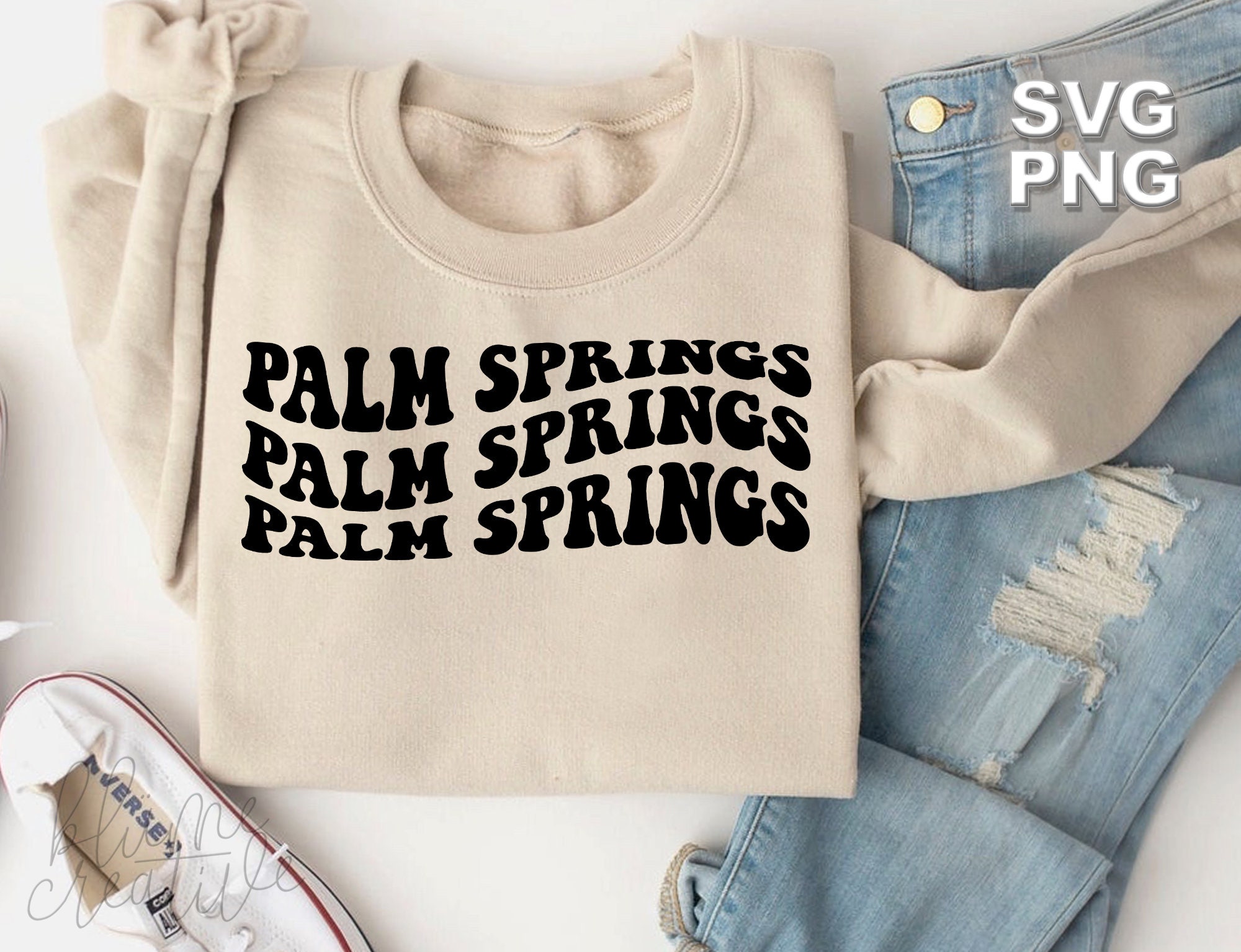 Palm Springs SVG PNG Wavy Retro Vintage Letters Travel | Etsy