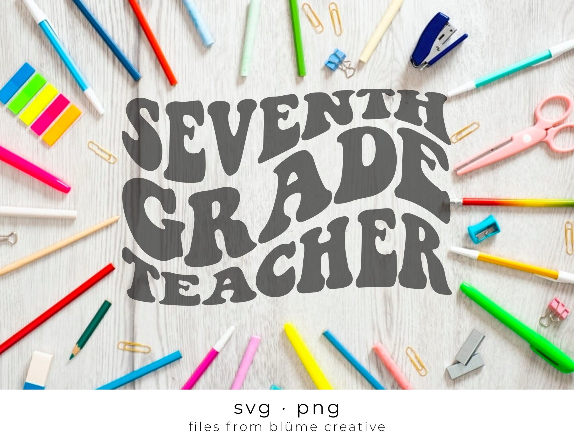 Seventh Grade SVG Wavy Letters Vintage Retro Boho - Etsy UK