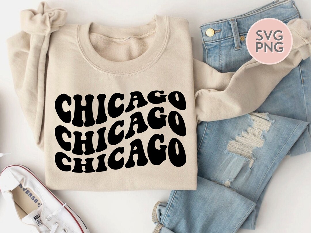 Chicago SVG PNG Wavy Retro Vintage Letters Travel States Tourist Places ...